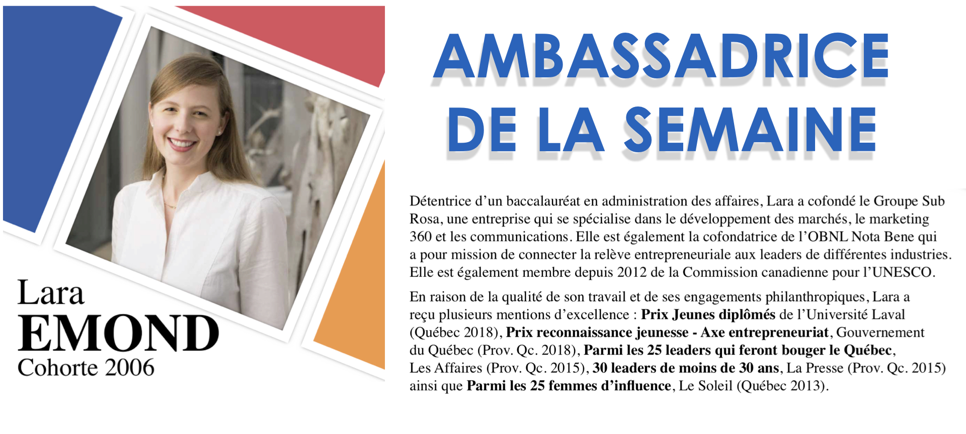 Nouvelle ambassadrice 2020-2021 : Bienvenue à Madame Lara Emond – École ...